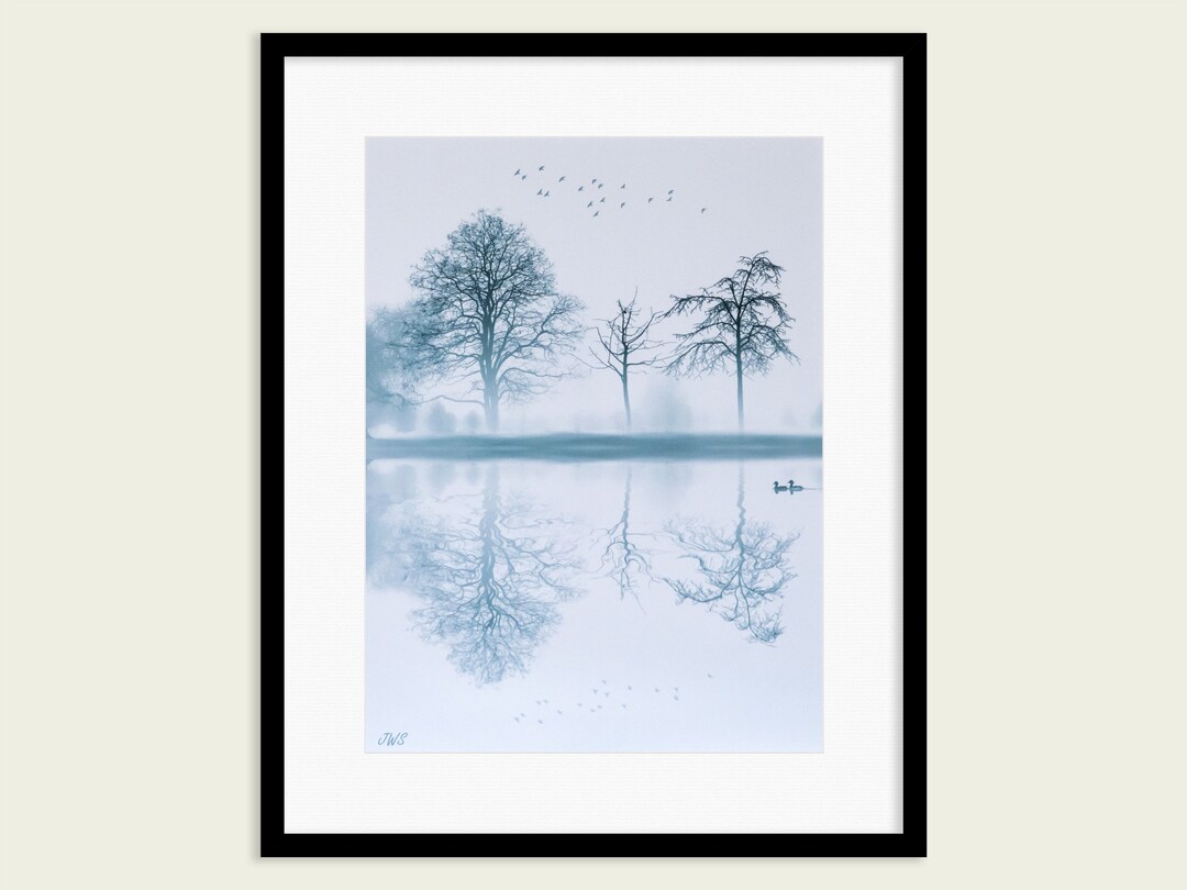 Reflection. A Peaceful Winter Scene. Trees Reflected in Water ...