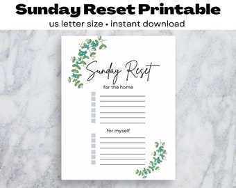 Sunday Reset Checklist - Etsy