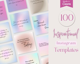 100 Instagram Inspirational Quote Pack Editable Quote Templates ...
