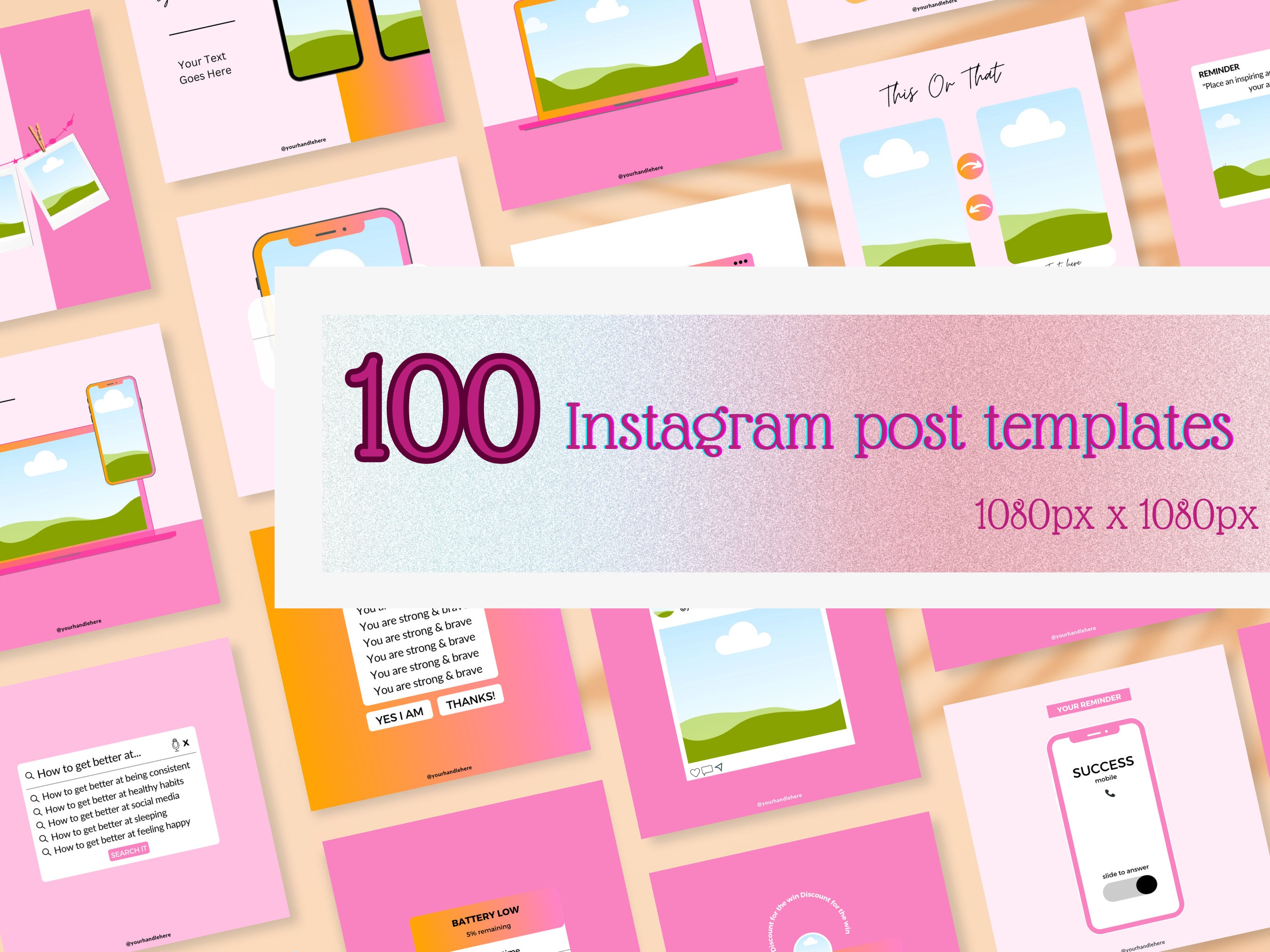 Peach Candy Instagram BUNDLE Templates | Instagram Templates ...
