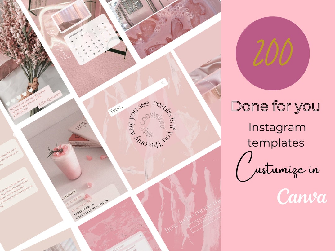 Pink Instagram Post Stories Template Canva, Instagram Branding, Pink ...