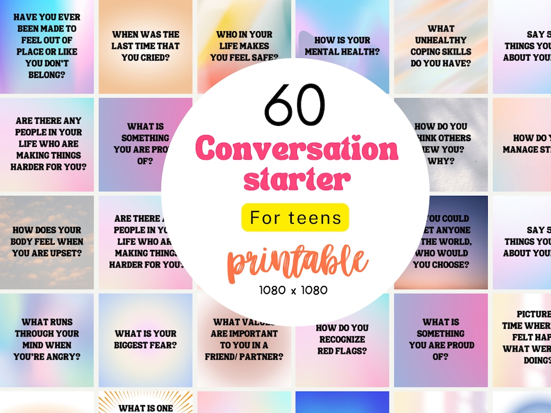 Therapy Questions Cards for Teens, Conversation Starters, Mental Health ...