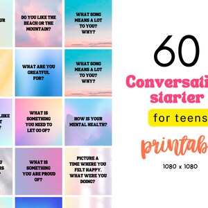 Therapy Questions Cards for Teens, Conversation Starters, Mental Health ...