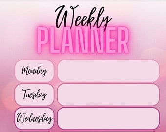Pink Weekly Planner - Digital PDF - Sunday to Saturday - Etsy