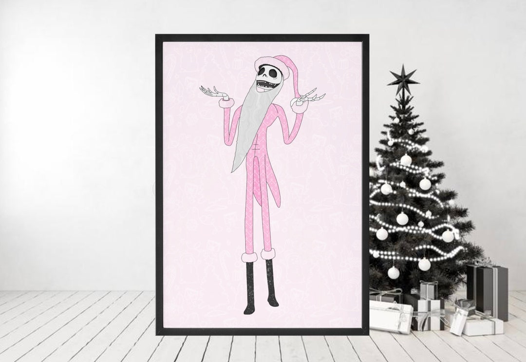 Pink Jack Skellington Inspired Print, Horror Gift, Horror Decor, Horror ...
