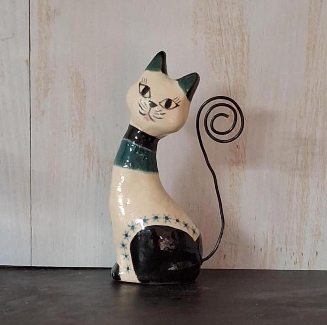 Ceramic Cat Sculpture, Pottery Cat Décor, Cat Lovers Gift, Pottery Cat ...