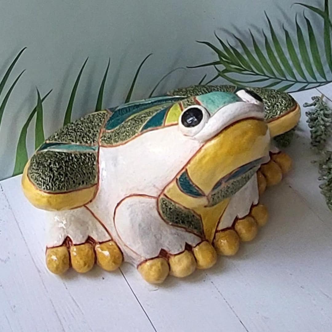 Handmade Ceramic Large Frog, ,frog Sculputrel, Frog Figurine, Animal ...