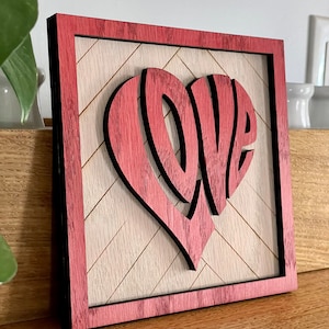 Valentine's Day Love Sign - Laser Cut Wood Heart Sign - Shelf Sitter ...