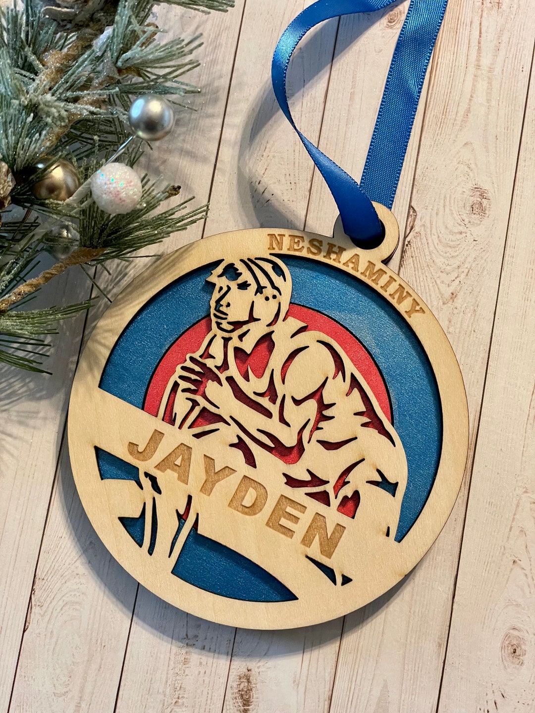 Personalized Wrestling Christmas Ornament, Custom Engraved Name - Etsy