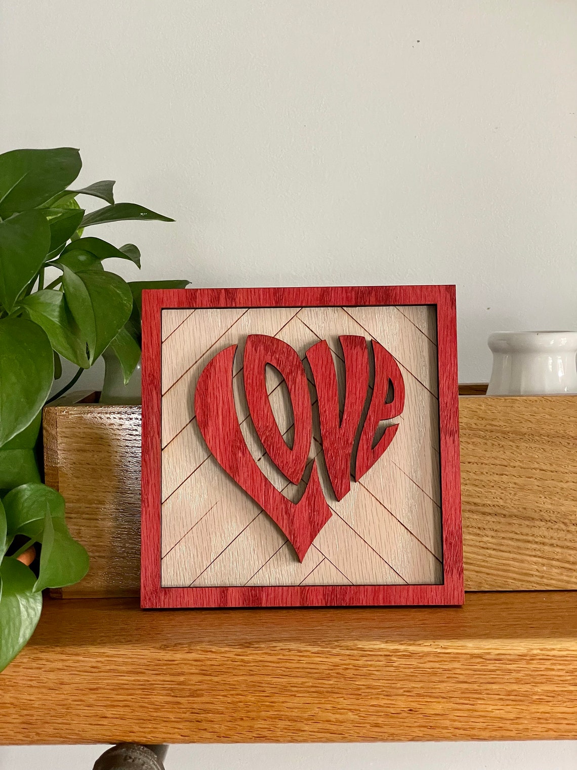 Valentine's Day Love Sign Laser Cut Wood Heart Sign - Etsy