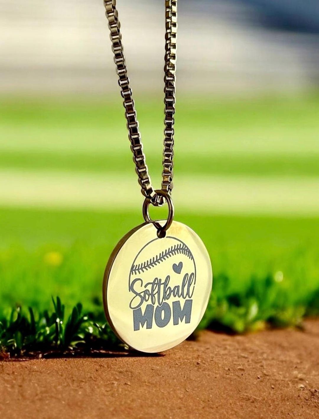 Softball Mom 18K Gold Plated PVD Stainless Steel Laser Engraved ...