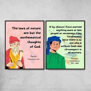 Set of 8 Famous Mathematicians Quotes Printable Posters, Math Classroom ...