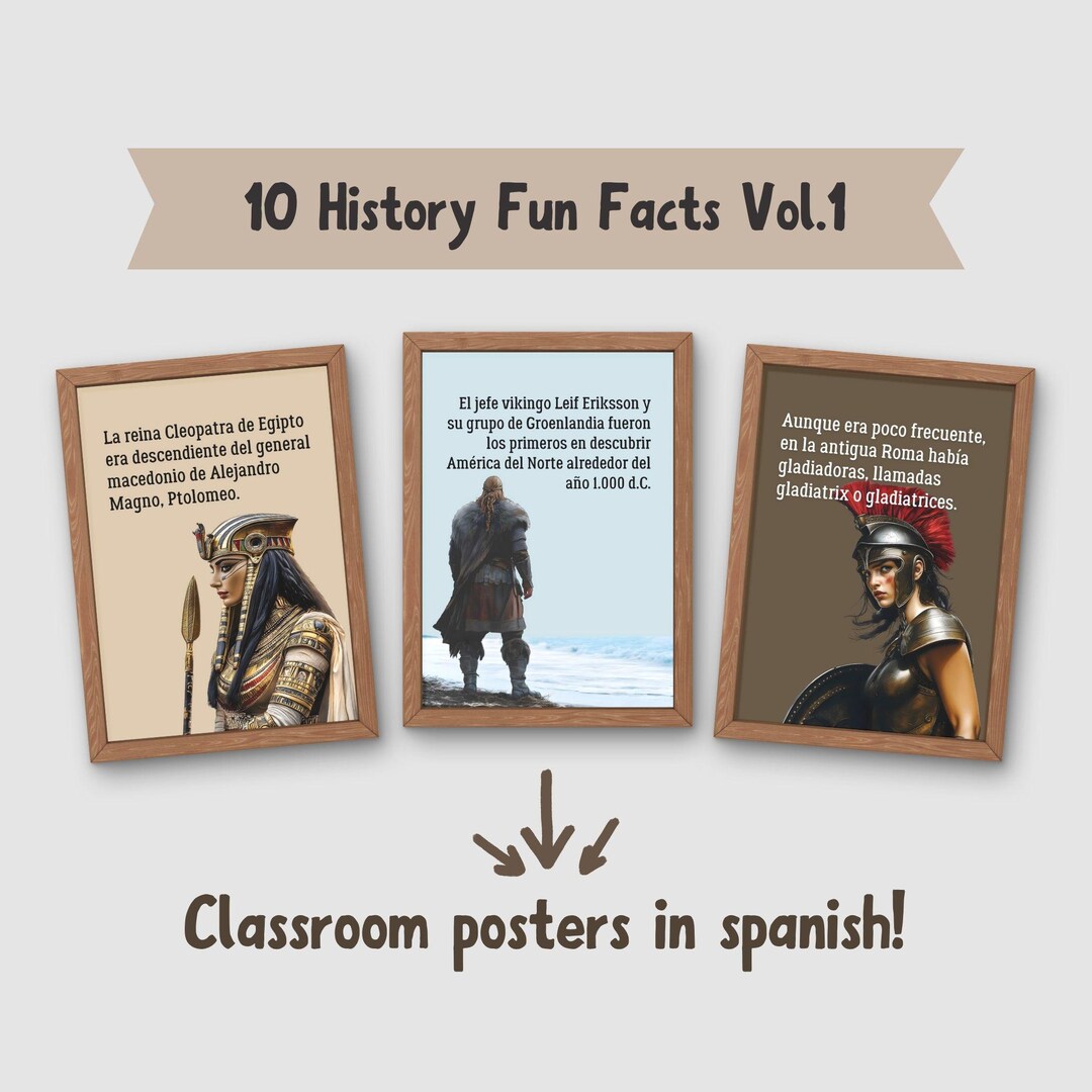 10 History Classroom Posters in Spanish, Historical Fun Facts Decor ...