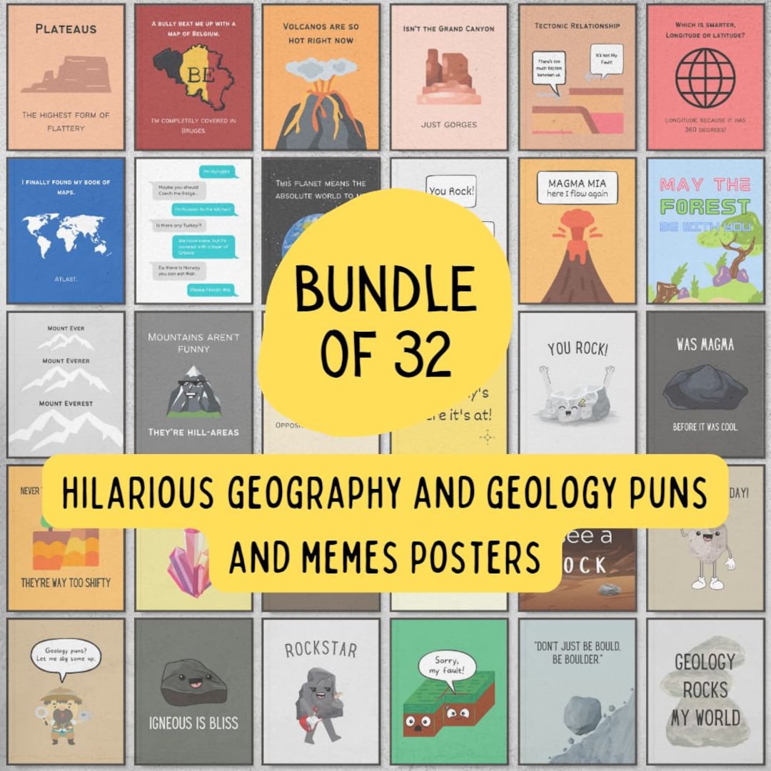 Bundle of Funny Geography and Geology Classroom Posters, World ...