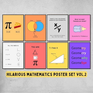 Bundle of 32 Funny Math Puns and Memes Printable Posters, Mathematics ...