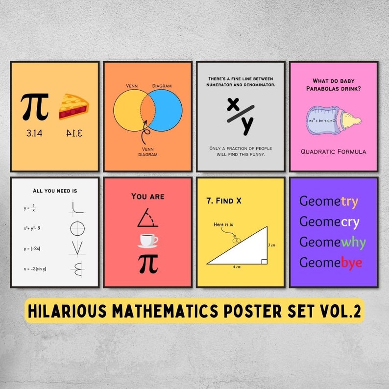 Bundle of Funny Math Posters for Classroom, Math Homeschool Display ...