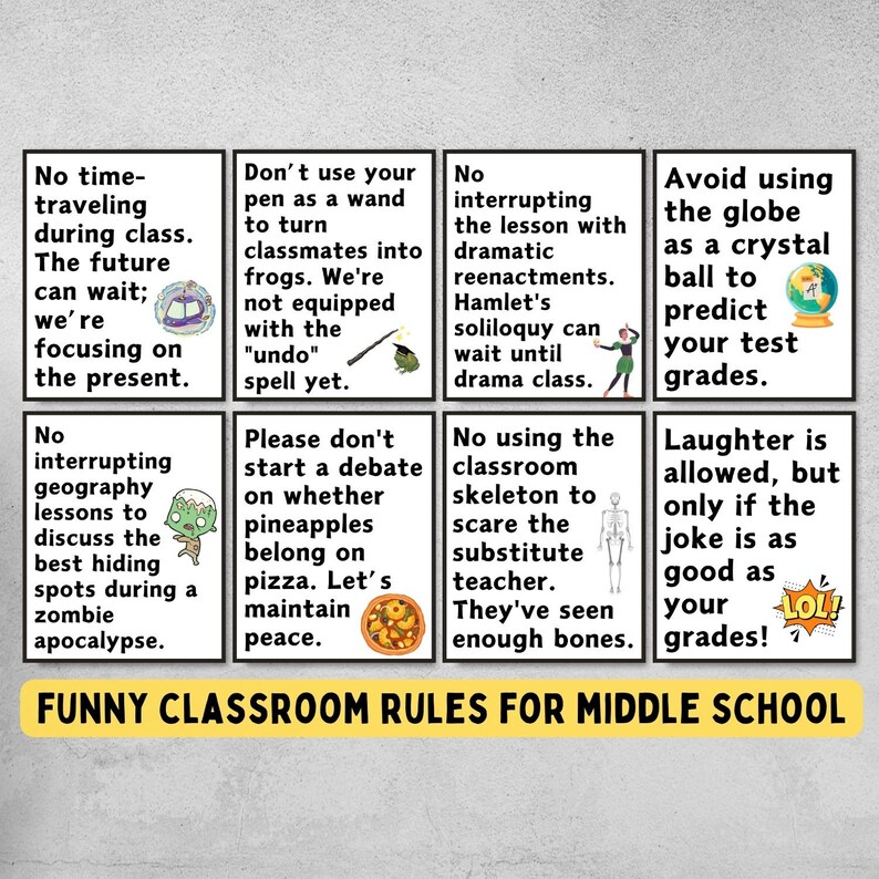 Funny Classroom Rules Printable Posters, Classroom Behavior Decor for ...
