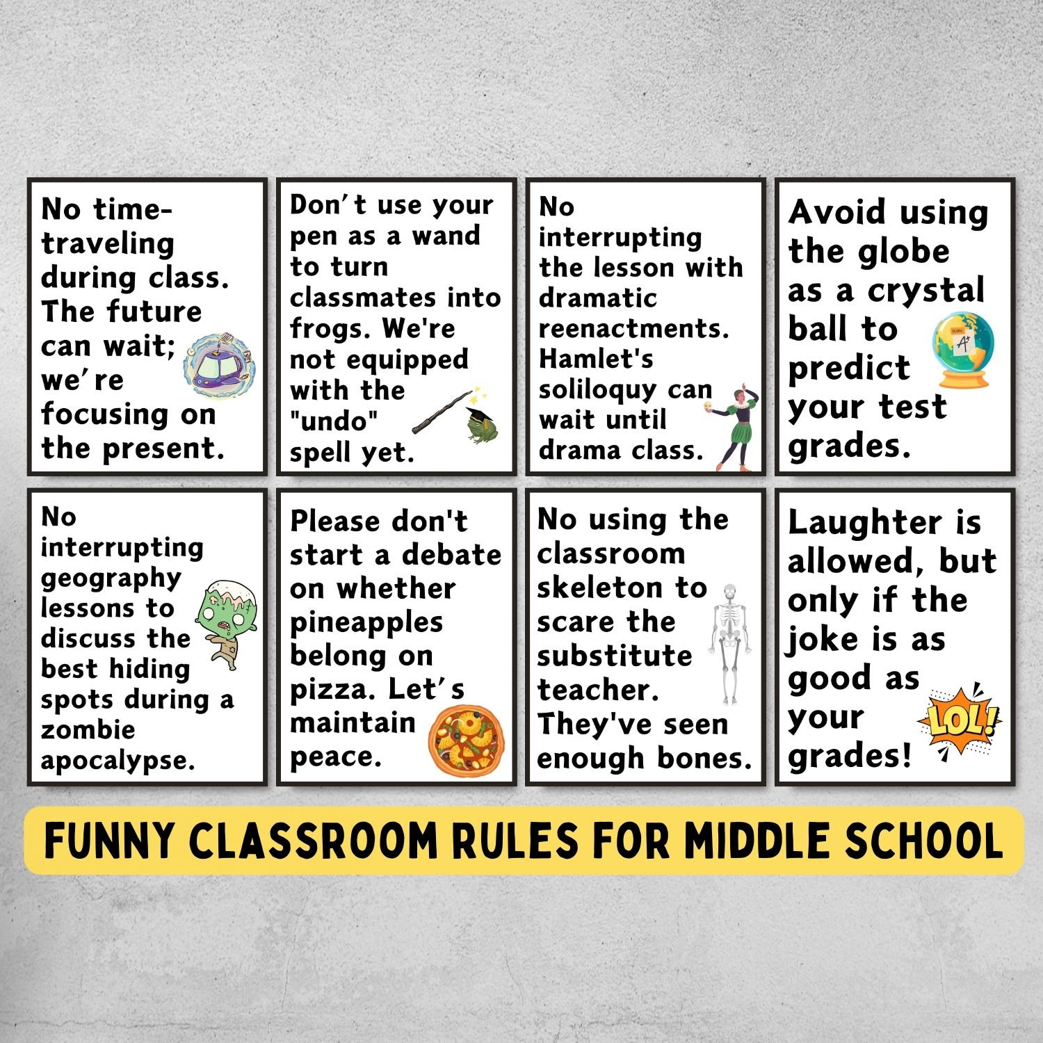Funny Classroom Rules Printable Posters, Classroom Behavior Decor for ...