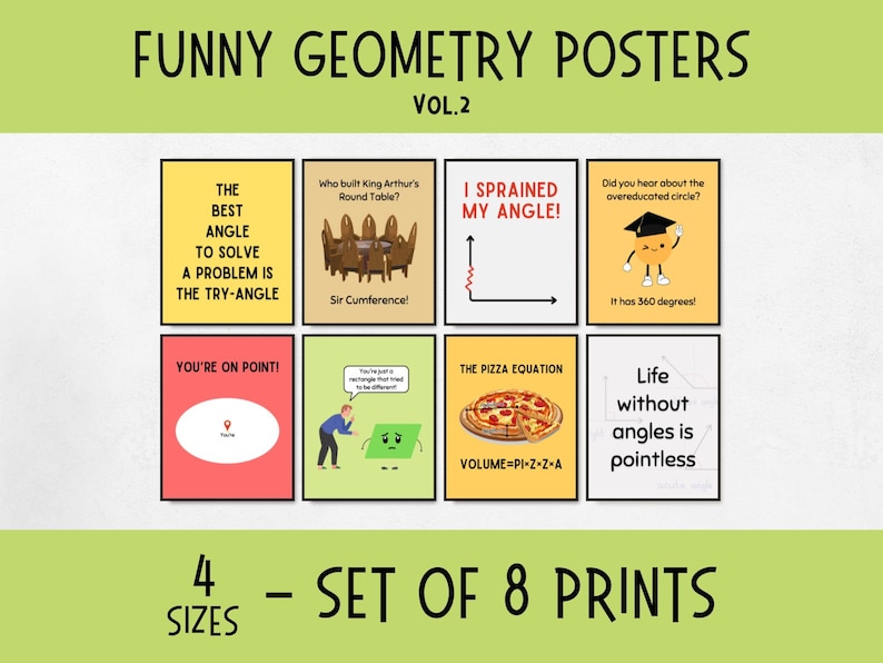 Funny Geometry Posters for Math Classroom Decor, Middle School & High ...