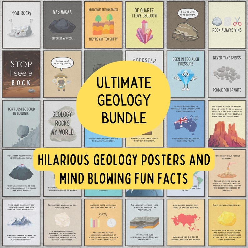 Bundle of Geology Classroom Posters & Flashcards, Homeschool Geology ...