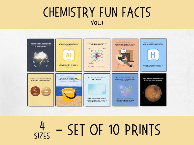 Chemistry Fun Facts Classroom Posters & Flashcards, STEM Homeschool ...