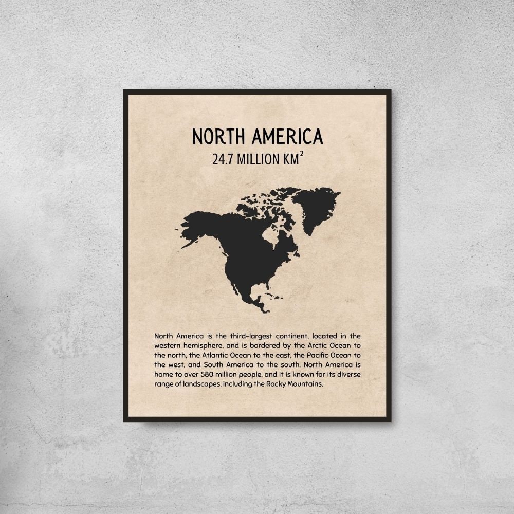 7 Continents Vintage Printable Posters for Geography Classroom Decor ...
