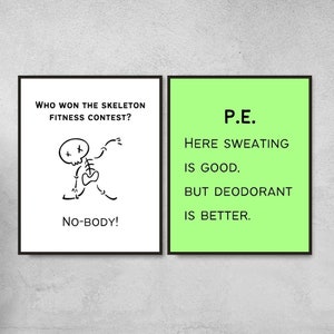 Set of 8 Funny Physical Education Puns and Memes Printable Posters, PE ...