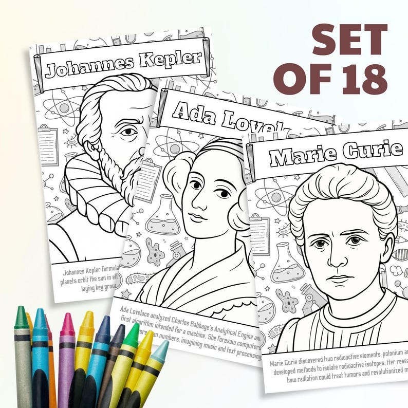 18 Famous Scientists Coloring Pages, Science Coloring Pages, Homeschool ...