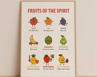 9 Fruits of Spirit Poster for Preschool Classroom Decor, Christian ...