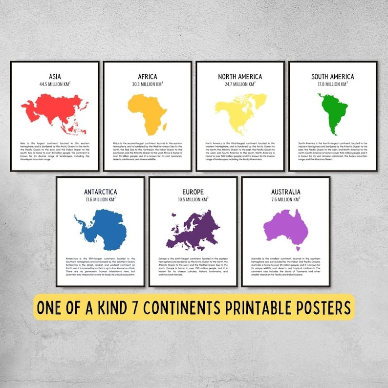 7 Continents Printable Posters for Geography Classroom Decor - Etsy UK