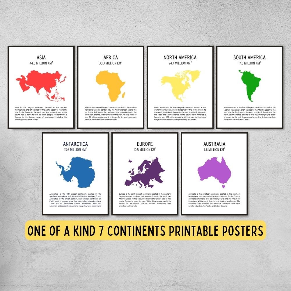 7 Continents Printable Posters for Geography Classroom Decor - Etsy UK