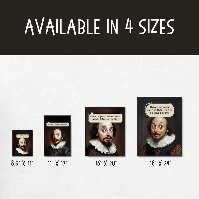 Funny Shakespeare Insults Posters for English Classroom Decor, Language ...