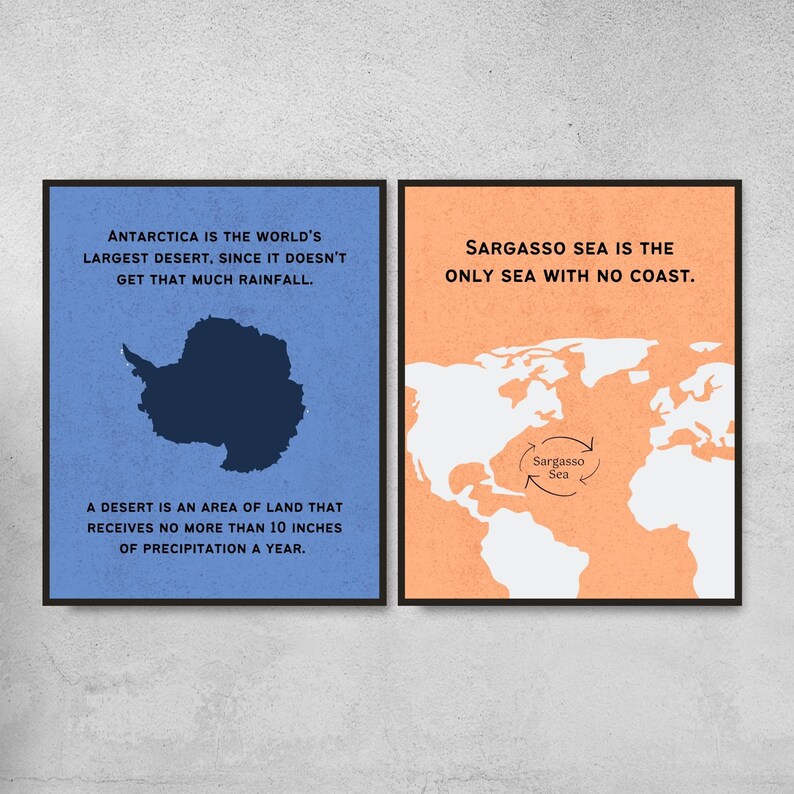 Set of 10 Geography Fun Facts Poster Printable World - Etsy