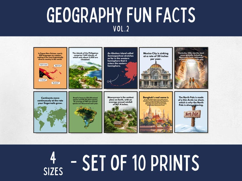 Geography Fun Facts Classroom Posters, Social Studies Classroom Decor ...