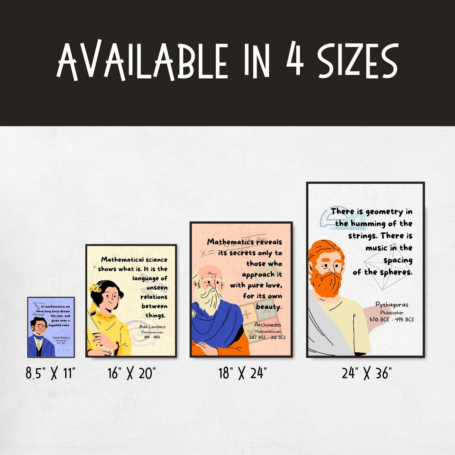 Famous Mathematicians Quotes Classroom Posters, Middle School & High ...