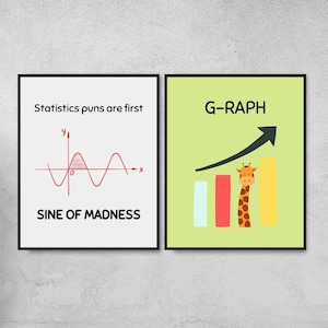 Set of 8 Funny Statistics Puns and Memes Posters Printable, Math ...