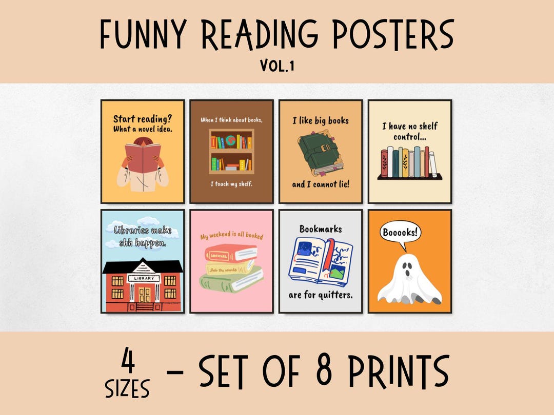 Funny Reading Posters for Classroom Decor, Homeschool Decor, English ...