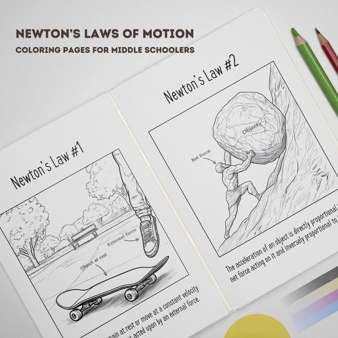 Coloring Pages of Newton's Laws, Science Coloring Pages for Kids ...