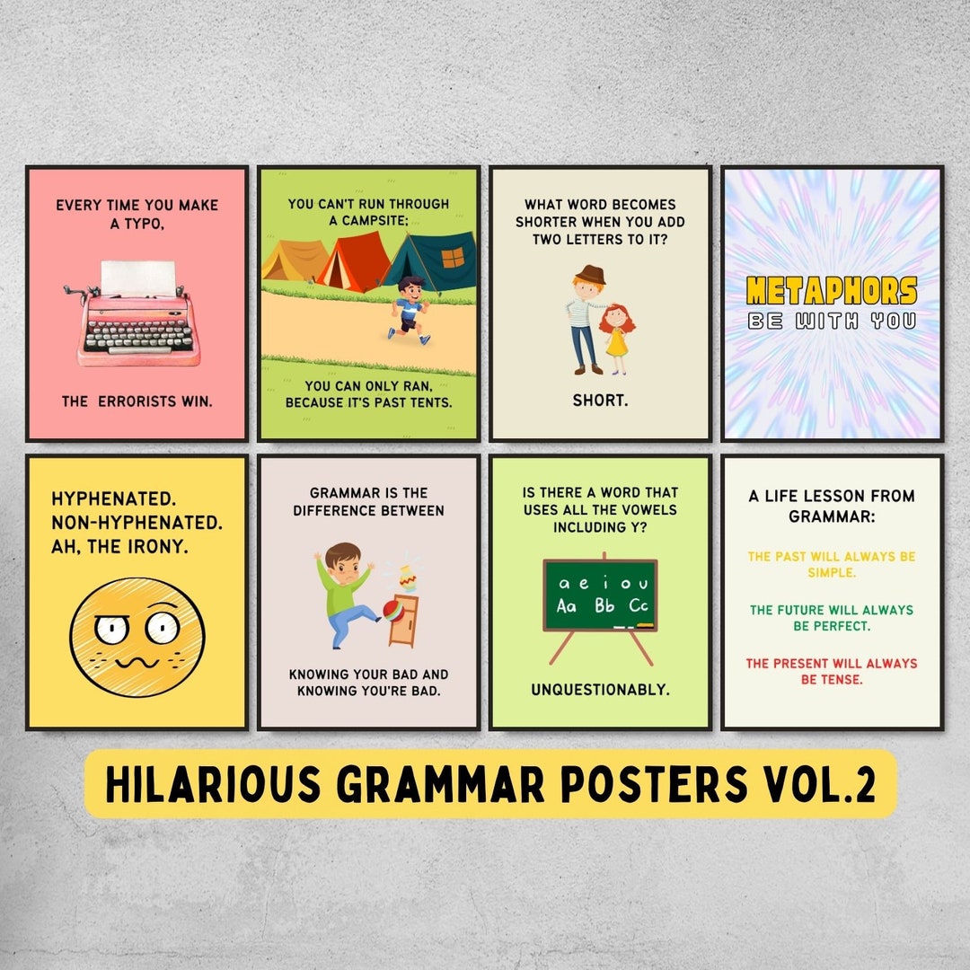 Funny Grammar Posters for English Classroom Decor, Punctuation Wall ...