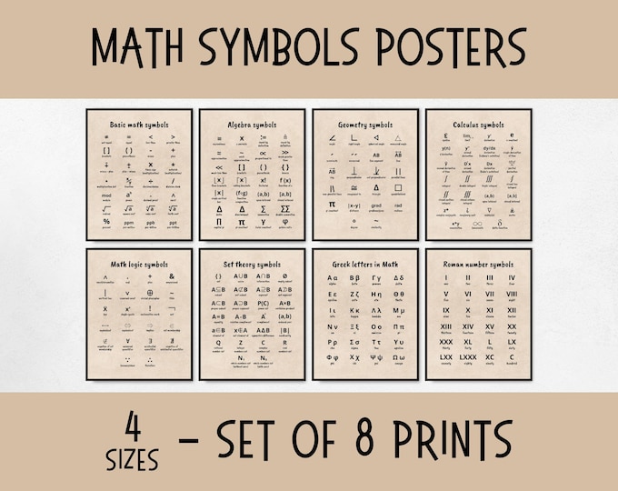 CALCULUS SYMBOLS POSTER, Symbols Chart, Educational Poster, Math ...