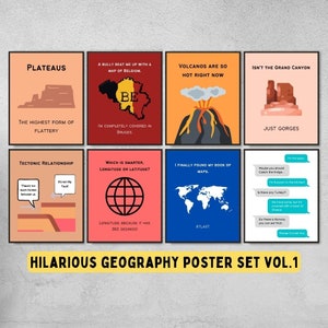 Set of 8 Funny Geography Posters Puns and Memes Printable - Etsy