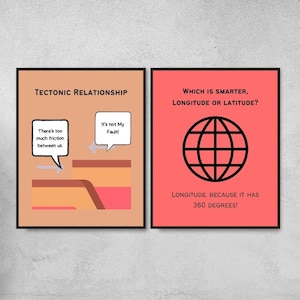 Set of 8 Funny Geography Posters Puns and Memes Printable, Earth ...