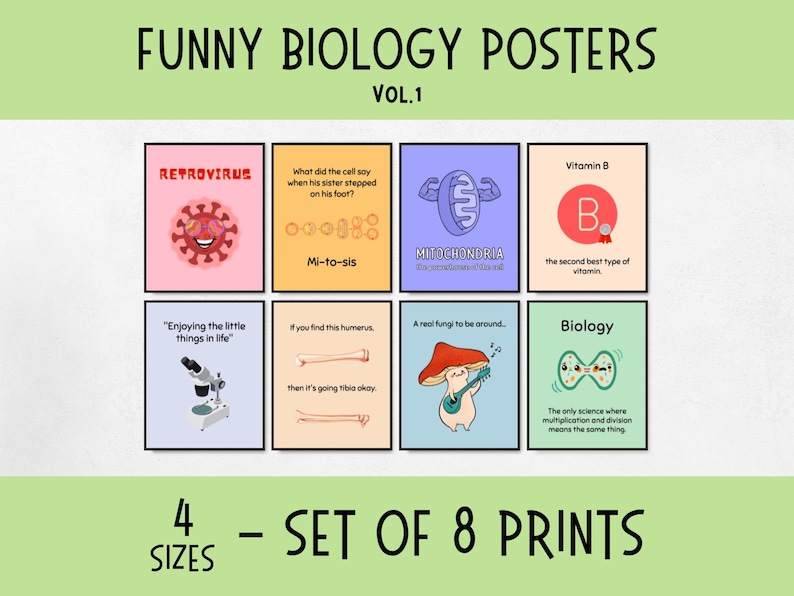 Funny Wall Posters for Biology, Homeschool Biology Decorations, STEM ...