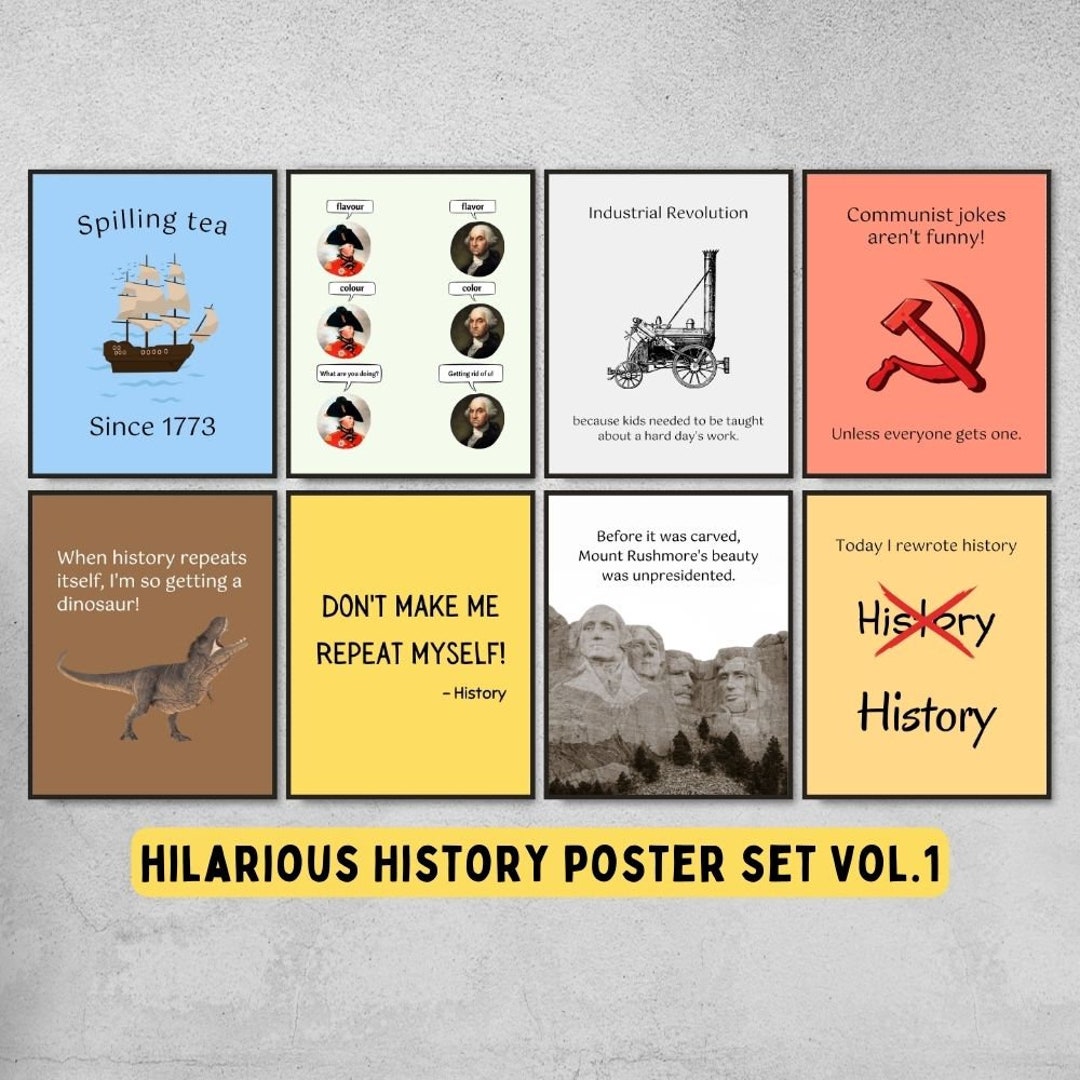 Set of 8 Funny History Classroom Printable Posters, World History Decor ...