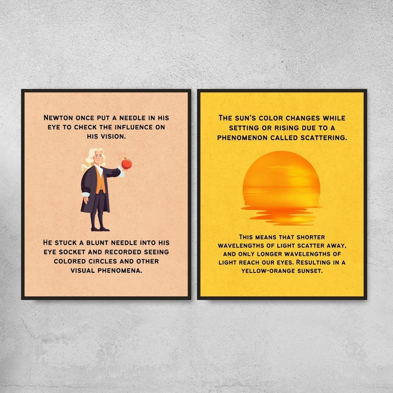 Set of 8 Physics Fun Facts Classroom Decor Posters, Physics Laboratory ...