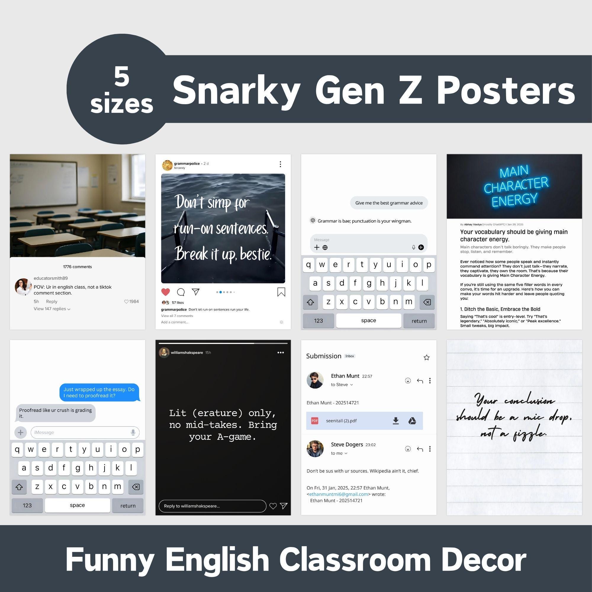 Funny English Classroom Decor, Funny Classroom Rules With Snarky Gen Z ...