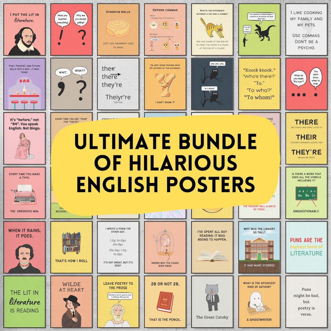 Ultimate Funny English Classroom Decor Bundle, Grammar Punctuation ...