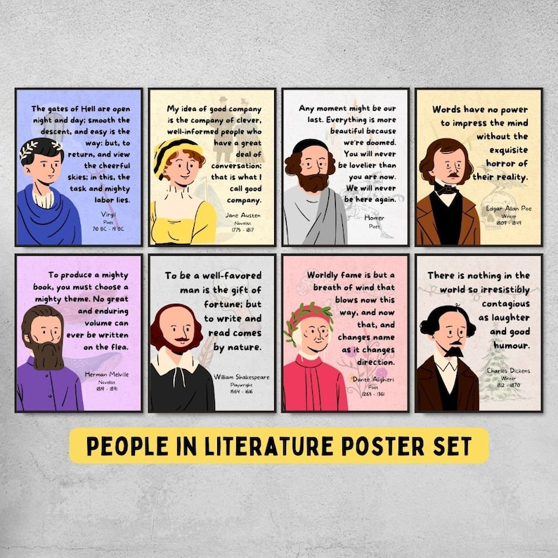 People in Literature Printable Poster Set, English Classroom Posters ...