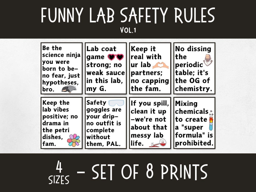 Funny Science Laboratory Rules Printable Posters, Science Classroom ...