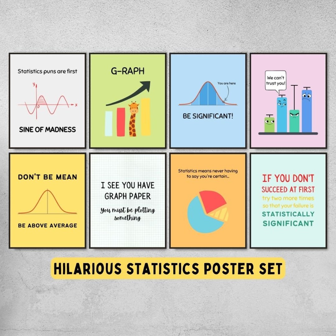 Set Of 8 Funny Statistics Puns And Memes Posters Printable Math Set Of 8 Funny Statistics Puns And Memes Posters Printable Math